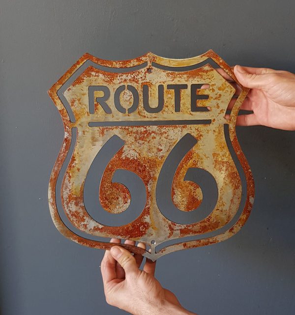 Route 66 Sign - Rust Effect - Plasma Metal Art